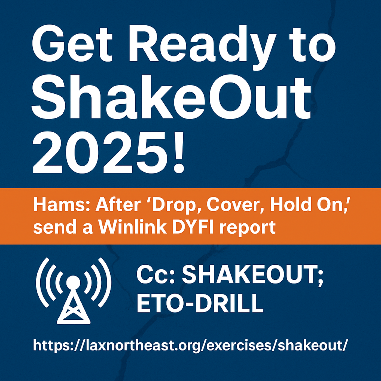 ShakeOut 2025 – Amateur Radio Support for USGS – Monroe County ARES